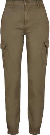 Urban Classics Pantalon Cargo pour Femme, Taille Haute, Chevilles Resserr&eacute;es, Poches lat&eacute;rales Plaqu&eacute;es, 98% Coton 2% &Eacute;lasthanne, Olive, Taille 27