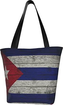 AOOEDM R&eacute;tro drapeau cubain sac d&eacute;picerie r&eacute;utilisable sac &agrave; provisions sac &agrave; bandouli&egrave;re d&eacute;contract&eacute; sac &agrave; main pour hommes femmes sac de march&eacute; ECO sac de 