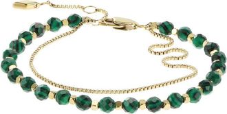 Fossil Damenarmband aus Edelstahl oder Messing mit Karabiner- oder Schieberverschluss, Dunkelgr&uuml;n