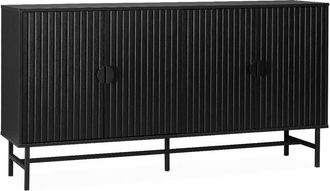 Sweeek Sweeek - Buffet de rangement noir. Bazalt. quatre portes. deux étagères. buffet haut. vaisselier. l 157.5 x l 39 x h 83cm