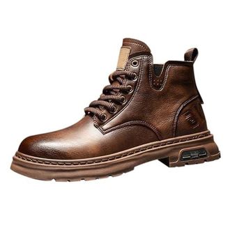 Generic Bottines élégantes pour homme - Avec doublure en polaire - Bottes de travail - Pour motard - Chaussures de loisirs - Bottes à lacets - Bottes de trekk