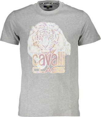 Cavalli Homme, Tops, Gris, Taille: 2XL T-shirt Homme Gris Manches Courtes