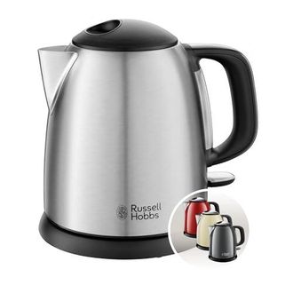 Russell Hobbs Wasserkocher [1,0l] Adventure Edelstahl (2400W, Schnellkochfunktion, herausnehmbarer Kalkfilter, außenliegende Wasserstandsanzeige, kleiner Reisewasse