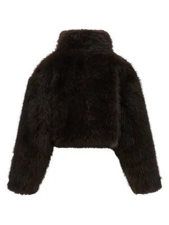 Rotate Eco-Fur Cropped Jacket - Black