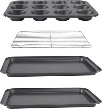 Royalty Line RL5RB, 5-teiliges Backform-Set aus Karbonstahl, ideal für Muffins, Kekse und Fertiggerichte, leicht zu reinigen, verschiedene Größen, Größe: 385x265cm