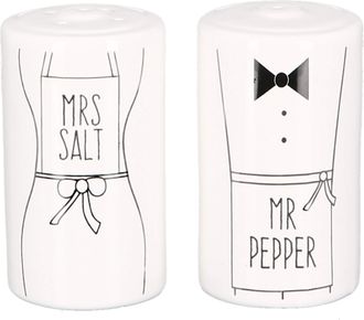 Casablanca Salz- und Pfefferstreuer Mrs. Salt & Mr. Pepper 2-teilig H&ouml;he 8 cm, Geschenk, Hochzeit