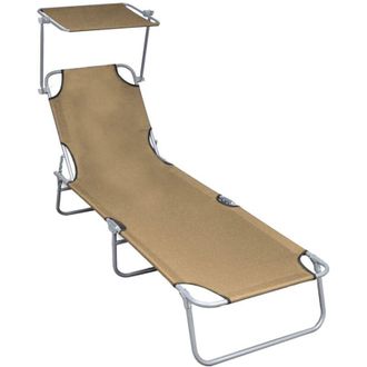 vidaXL Klappliege mit Sonnenschutz Taupe Aluminium vidaXL
