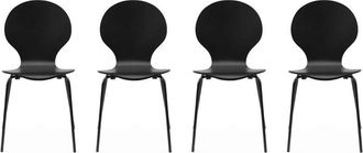 Sweeek Sweeek - Lot de 4 chaises naturelles. rétro empilables. bois dhévéa et contreplaqué. pieds en acier. Naomi. l 43 x p 48 x h 87cm