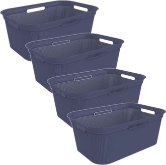 Rotho Brisen 4er-Set Wäschekorb 40l, Kunststoff (PP) BPA-frei, blau, 4 x 40l (59.6 x 39.6 x 23.2 cm) (Blau)