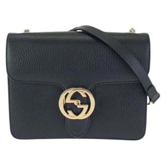 Gucci Pre-owned Interlocking G Leder Schultertasche mit Kette - - Pre-owned - Damen - Schwarzk - ONE SIZE