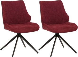 Hhg Neuwertig] 2er-Set Esszimmerstuhl HHG 026, K&uuml;chenstuhl, drehbar Auto-Return, Stoff/Textil Chenille (320g/m&sup2;) &Ouml;ko-Tex bordeaux