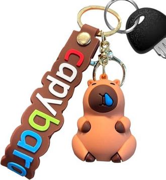 Generic Capybara Porte-cl&eacute;s figurine - Pendentif de voiture amusant - D&eacute;coration de cl&eacute; portable | Design animal de dessin anim&eacute; Mini pendentif en forme de en