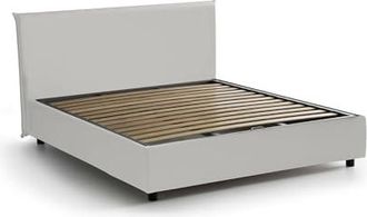 Dmora Talamo Italia - Doppelbett Belinda, Bettkasten aus &Ouml;ko-Leder, &Ouml;ffnung vorne, geeignet f&uuml;r Matratze 140x200 cm, 100 % Made in Italy, Wei&szlig;