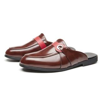 Generic Pantoufles tendance &agrave; enfiler en cuir pour homme, style formel, d&eacute;contract&eacute;, dos ouvert, marron fonc&eacute;, 39 1/3 EU