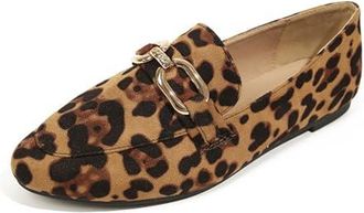 Generic Mocassins élégants en daim à bout pointu pour femme - Imprimé animal - Confortables - Pour le bureau, les affaires et la marche - Avec chaîne en métal