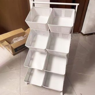 Generic Snackregal,Verkaufsregal f&uuml;r Einzelhandelsgesch&auml;fte,4-st&ouml;ckiges wei&szlig;es Stahl-Obst- und Gem&uuml;sekorbregal,K&uuml;chenaufbewahrungsst&auml;nder Zwiebeln,Kartoffeln 