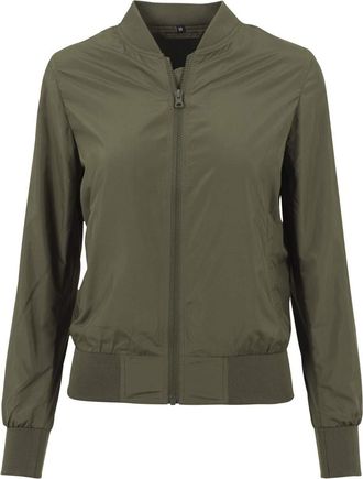Build Your Brand Ladies Nylon Bomber Jacket Damenjacke Jacke Damen, Gr&ouml;&szlig;e:XS, Farbe:Olive