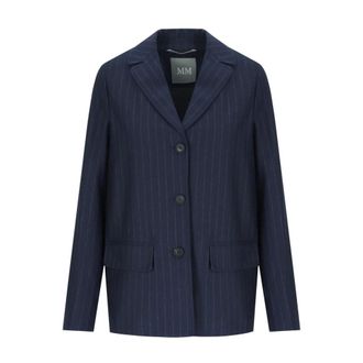 Max Mara Marineblauer Nadelstreifen Einreiher-Blazer - - Jackets - Damen - Blau - M