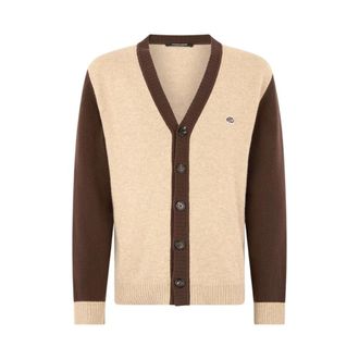 Roberto Cavalli Monogramm Wolle Kaschmir V-Ausschnitt Cardigan - - Knitwear - Herren - Braun - XL