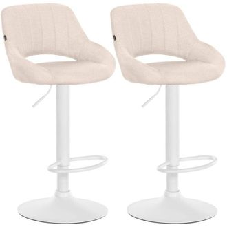 Clp 2er Set Barhocker Milet Stoff creme Metall matt weiss