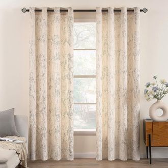 Miulee 2er Set Gardinen Gold Folie Druck Samtvorh&auml;nge Vorhang Funkeln Vorh&auml;nge mit &Ouml;sen Thermogardine &Ouml;senvorhang f&uuml;r Schlafzimmer Wohnzimmer 140 x 225 cm(B 