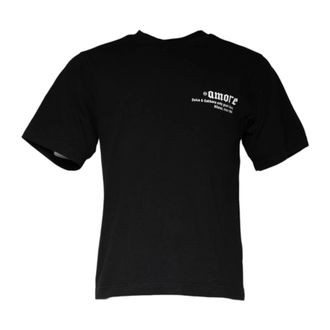 Dolce & Gabbana Schwarzes Grafikdruck Baumwoll T-Shirt - - Tops - Herren - Schwarzk - S