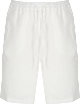 120% Lino Homme, Shorts, Blanc, Taille: S Linen Bermuda Shorts