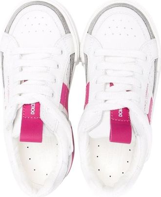 Dolce & Gabbana Low-Top Lace-Up Leather Sneaker - White