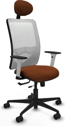 Piqueras y Crespo Schreibtischstuhl Zulema, h&ouml;henverstellbare Lendenwirbelst&uuml;tze und festes Kopfteil, ausgestattet mit Syncro/Traslack und Schneideschaum, Wei&szlig;/Braun