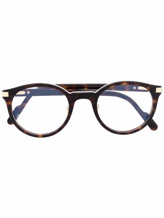 Cartier lunettes de vue rondes &agrave; effet &eacute;cailles de tortue - Marron
