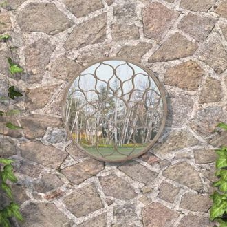 vidaXL Miroir de jardin Sable 40x3 cm Fer Rond utilisation ext&eacute;rieure vidaXL