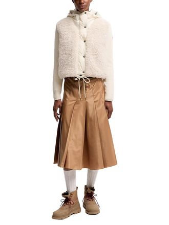Moncler Wool-Cashmere Teddy-Paneled Jacket