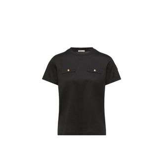 Moncler Moncler T-shirt En Coton Avec Fausses Poches, Femme, Noir, Taille: Xl