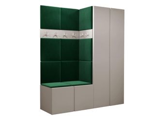Mirjan24 Garderoben-Set Monati III, 2X Schuhschrank + Kleiderhakenbrett + Kleiderschrank Gepolstertes Paneel/Wandpaneel Kleiderhaken Flurgarderobe Wandgarderob