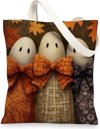 Generic Sacs fourre-tout en toile motif fantôme, sacs dépicerie réutilisables, vintage, rustiques, légers et lavables, sacs en toile pour salle de sport, voya