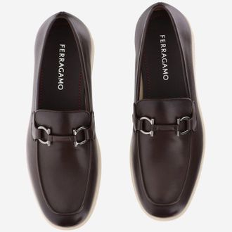 Ferragamo Mens Leather Loafers Brown Calf