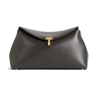 Toteme Femme, Sacs, Brun, Taille: ONE Size T-Lock leather clutch Bag