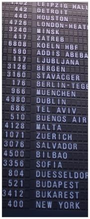 Wallario selbstklebendes Poster - Flughafen Abflugtafel, Aufkleber in Premiumqualit&auml;t, Klebefolie Gr&ouml;&szlig;e: 80 x 200 cm XXL-Poster