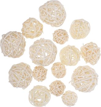 BESTOYARD 15 st&uuml;cke Wicker Rattan Ball Hochzeit Weihnachtsfeier H&auml;ngende Dekoration Kindergarten Mobiles 3 cm 4 cm 5 cm (Wei&szlig;)