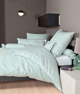 Janine 3912 Mako Seidensatin Wendebettwäsche modernclassic 155x200 cm + 80x80 cm jadegrün