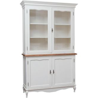 Biscottini International K&uuml;chenschrank aus massivem Lindenholz mit wei&szlig;er Struktur und Platte mit nat&uuml;rlichem Finish L125xPR42xH207 cm. Made in Italy