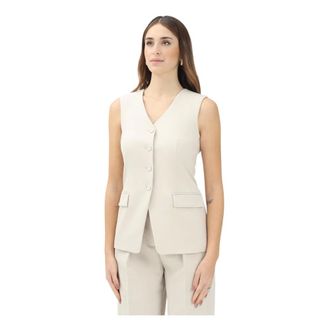 Patrizia Pepe Femme, Vestes, Beige, Taille: 38 FR Gilet Beige Tailleur avec D&eacute;tail de Braguette