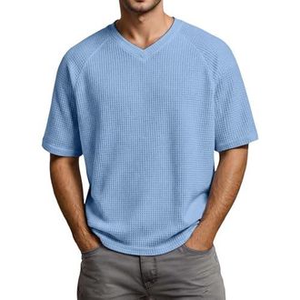 Generic T-shirt surdimensionn&eacute; pour homme - T-shirt basique &agrave; manches courtes - Polo ample - En coton confortable - Col en V - Pour l&eacute;t&eacute; et le quotidien, Col 