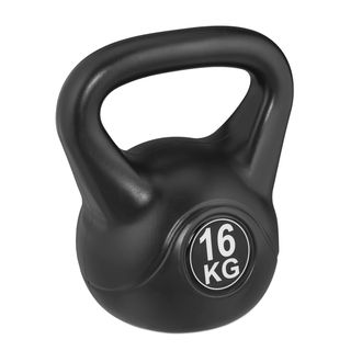 Relaxdays Kettlebell 16 kg, Kugelhantel Kunststoff, Fitness Workout, Schwunghantel, Damen & Herren, Rundgewicht, schwarz