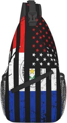 Generic Drapeau Am&eacute;ricano-Paraguayen, Racines Du Paraguay, Am&eacute;rique Sac Banane Pratique Sacs &Agrave; Dos Multifonctionnel Sac &Agrave; Dos Bandouli&egrave;re Pour Randonn&eacute;e Voyag