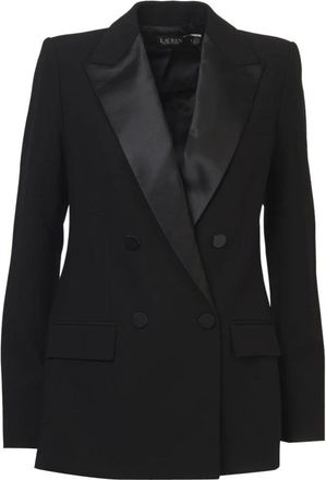 Ralph Lauren Femme, Vestes, Noir, Taille: 36 FR Blazer crois&eacute; en cr&ecirc;pe