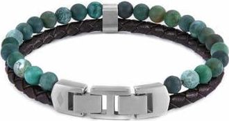 Fossil Bracelet en acier inoxydable pour homme avec mousqueton ou boucle déployante, 9Lx9Wx7.2cm, Acier inoxydable, Pas de gemme