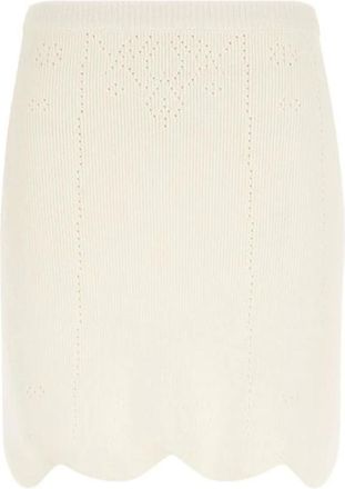 Twinset Femme, Jupes, Blanc, Taille: 40 FR Mini-jupe en maille &agrave; ourlet festonn&eacute;