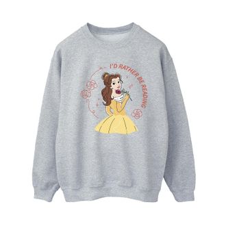 Disney Beauty And The Beast Id Rather Be Reading Sweatshirt f&uuml;r Damen (Grau)