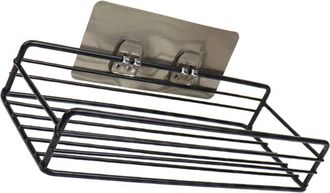 BESPORTBLE Eisen Wandregal K&uuml;che Bad Schwarzer Aufbewahrungshalter mit Ausgeh&ouml;ltem Design Wandmontiertes Badezimmerregal f&uuml;r Shampoo und Toilettenartikel